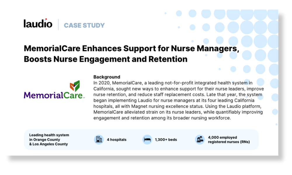 MemorialCare Enhances Support for Nurse Managers, Boosts Nurse ...